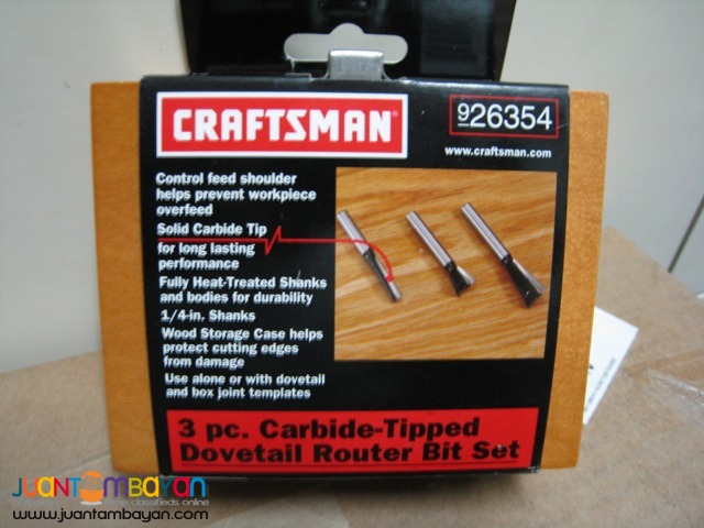 Craftsman 3-piece Carbide Tipped Dovetail Router Bit Set