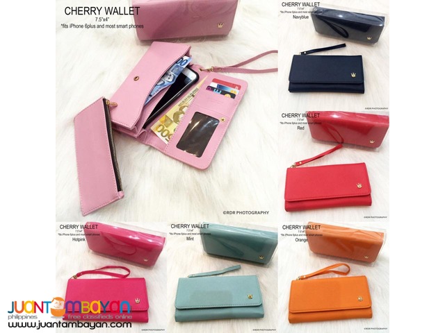 Navy Blue Cute and Classy Cherry Long Smart Wallets