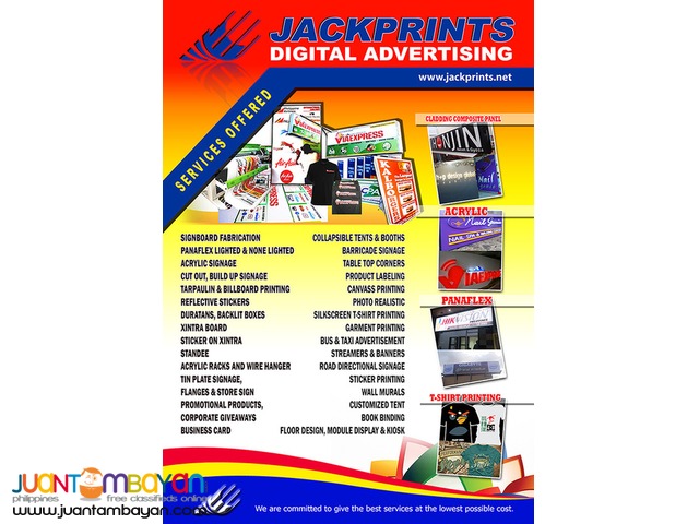 Signage Maker and Fabricator, Sticker, Tarpaulin and T-shirt Printing