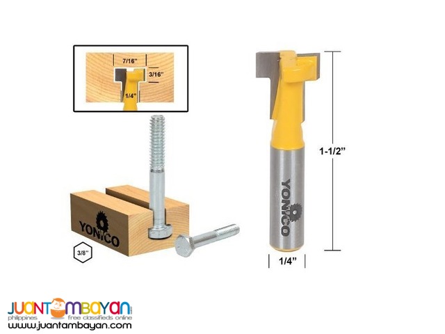 Yonico 14190q T-Slot Cutter Router Bit for 1/4" Hex Bolt - 1/4" Shank