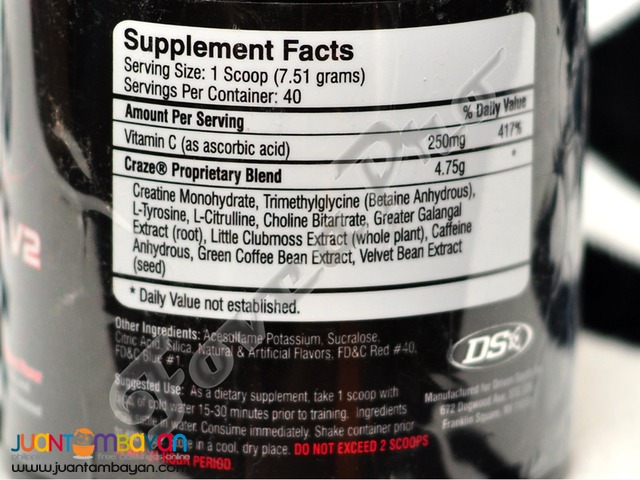 Craze Pre Workout Nutrition Facts | EOUA Blog