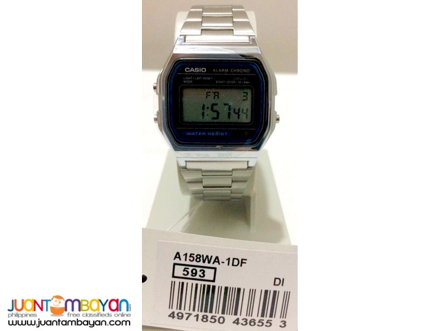 Casio A158WA-1DF Vintage Digital Men Silver (ORIGINAL)