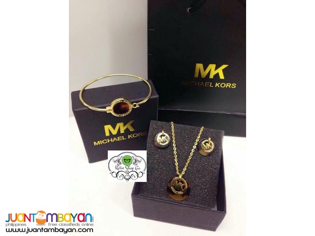 MICHAEL KORS NECKLACE EARRINGS BANGLE - STAINLESS JEWELRY SET