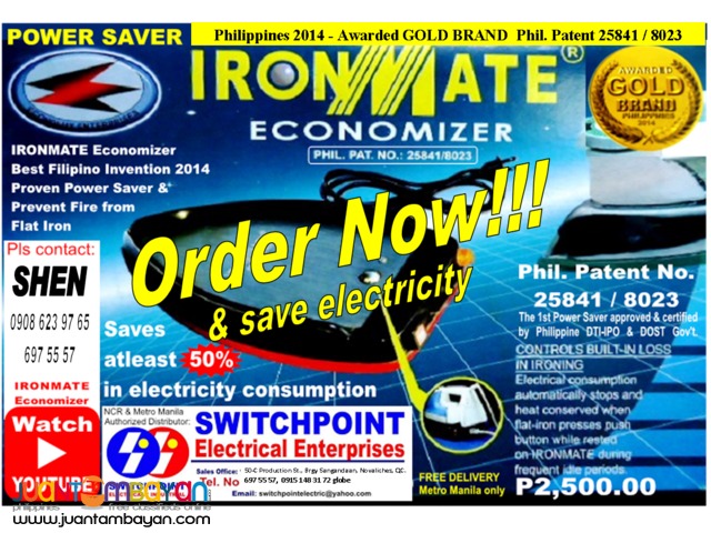 IRON MATE POWER SAVER - A FILIPINO GOLD AWARD & PATENTED