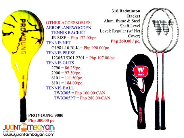 Badminton Equipment Rackets and Shuttle Cock