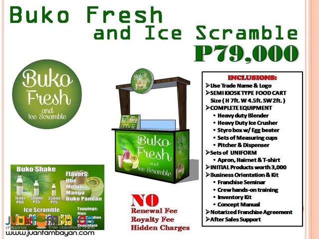 Buko Fresh and Ice Scramble Food Cart Franchise New Cost 2017