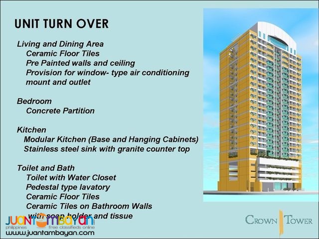 STUDIO TYPE CONDO UNIT FOR SALE ACROSS UST MANILA