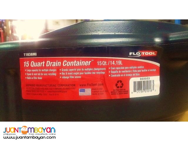 Flotool 11838MI 15 Quart Oil Drain Pan Container