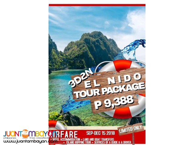 3d2n El Nido Tour Package + Airfare