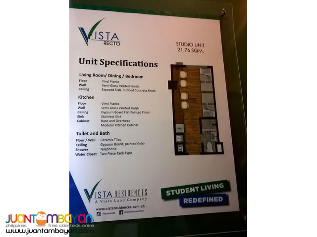 VISTA RECTO PRE-SELLING CONDO IN MANILA NEAR FEU