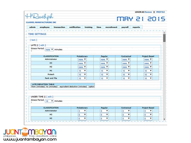 WEB BASED PAYROLL TIMEKEEPING HRIS PMS JOBS TRAINING SYSTEM