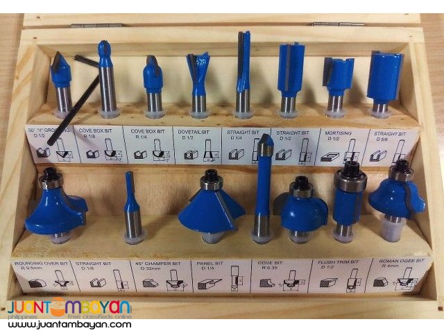 ABN Tungsten 15-piece 1/4-inch Carbide Router Bit Set