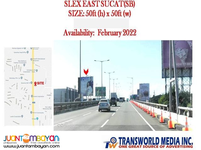 SLEX EAST SUCAT NB BILLBOARD FOR LEASE