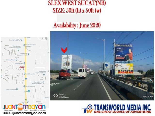 SLEX WEST SUCAT BILLBOARD SITE FOR LEASE