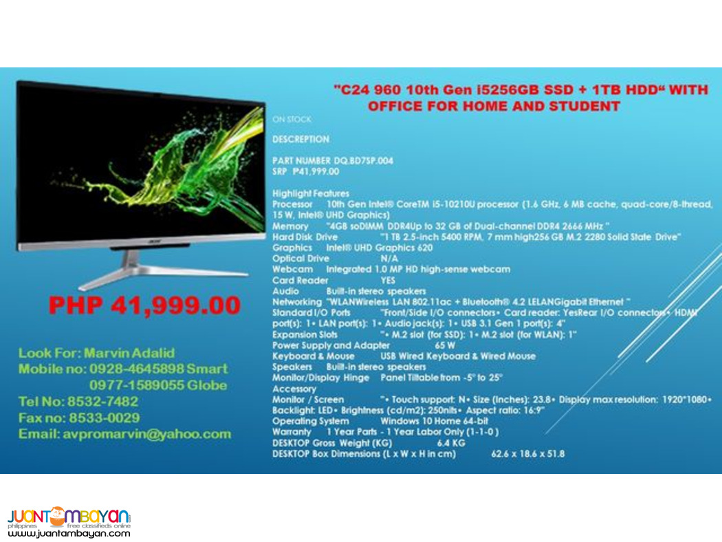 Acer Dektop All in One Touch Screen