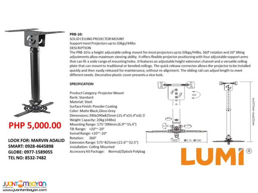 Lumi TV Bracket and Mount Ceiling Bracket Projector