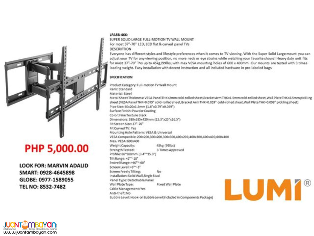 Lumi TV Bracket and Mount Ceiling Bracket Projector