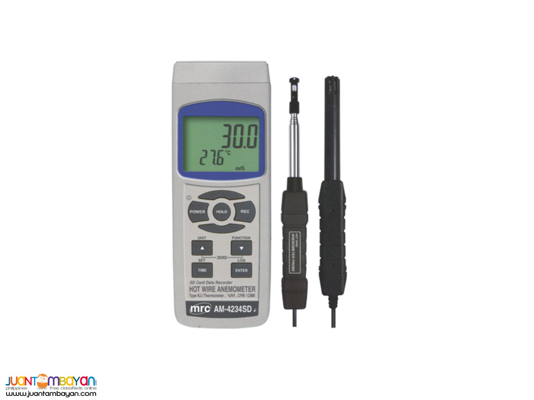Hot Wire Anemometer, telescopic Anemometer, Datalogger