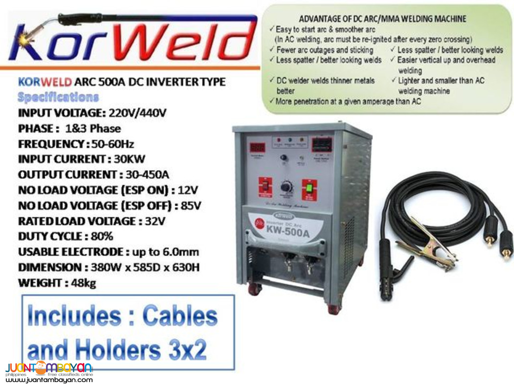 ARC/STICK/MMA Welding Machine - Korweld 500A DC Inverter Type