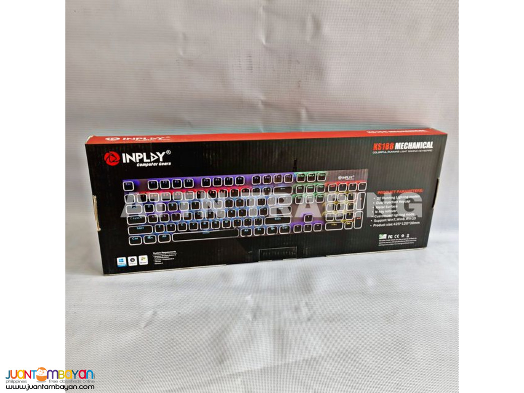 INPLAY KS188 MECHANICAL COLORFUL RUNNING LIGHT GAMING KEYBOARD