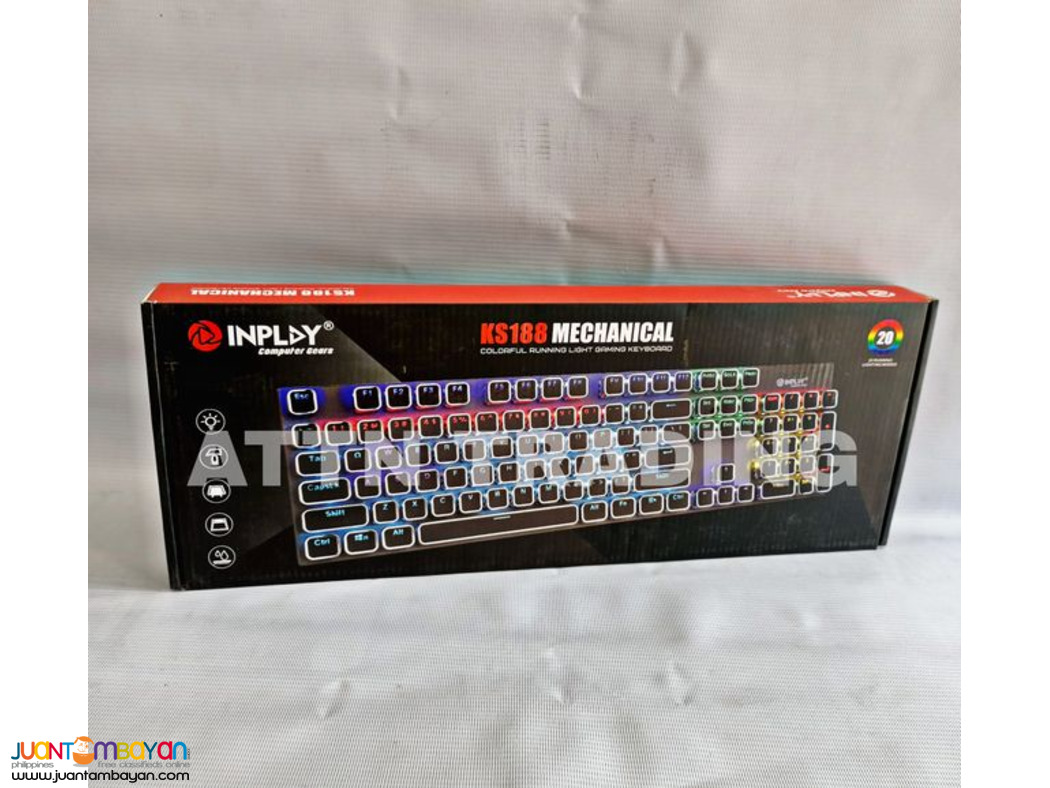 INPLAY KS188 MECHANICAL COLORFUL RUNNING LIGHT GAMING KEYBOARD