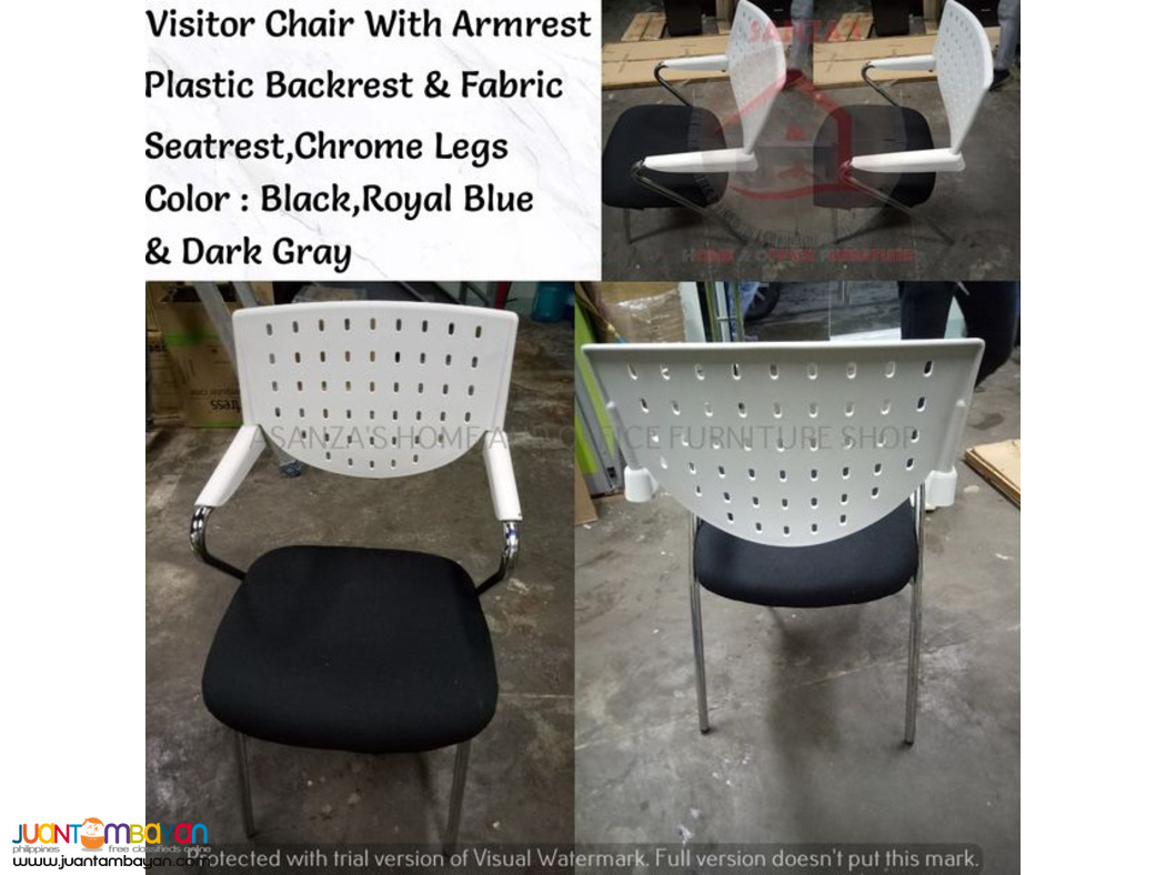Visitor Chair With Armrest Plastic Backrest