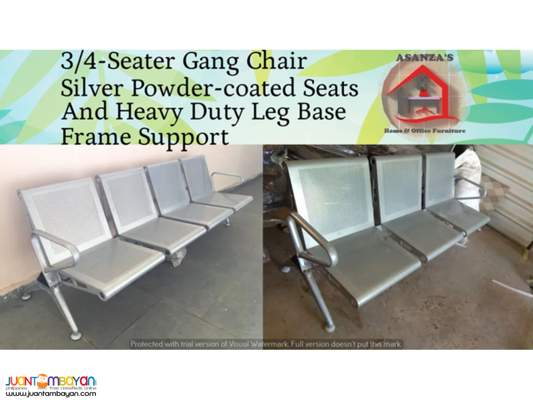 3/4-Seater Gang Chair Silver Powder-coated Seats