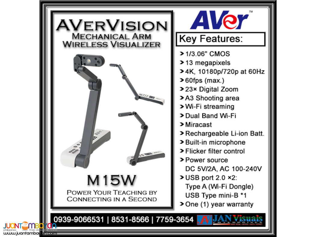 AVerVision M15W Mechanical Arm Wireless Document Camera