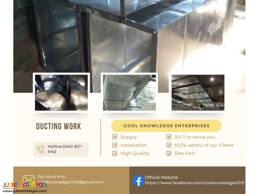 DUCTING-GAS LINE-EXHAUST-FRESH AIR--SUPPLY AND INSTALLATION