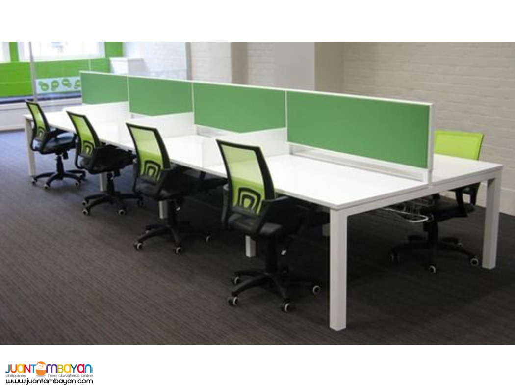 Linear Workstation - laminated table top metal legged powder coated