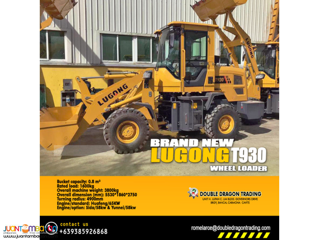 lugong t930 wheel loader (0.8m3) bucket capacity