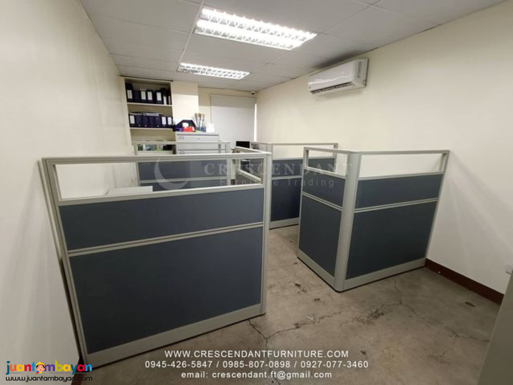 L-SHAPE OFFICE TABLE PARTITION WITH GLASS