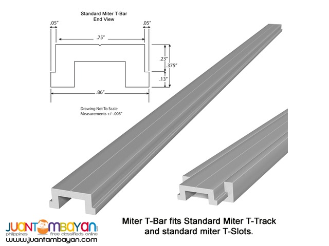 48" Aluminum Miter T-Track with Miter Bar
