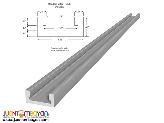 48" Aluminum Miter T-Track with Miter Bar
